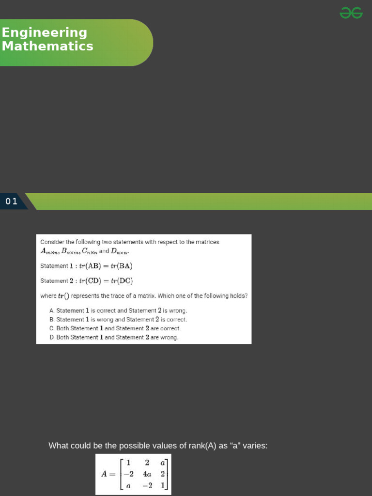 Engineering Mathematics Concepts and Problems | PDF | Eigenvalues And Eigenvectors | Matrix ...
