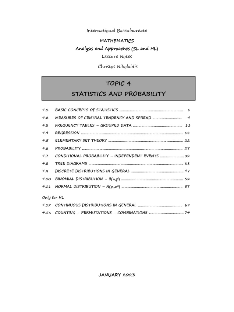Topic 4. Statistics and Probability | PDF | Median | Mathematics