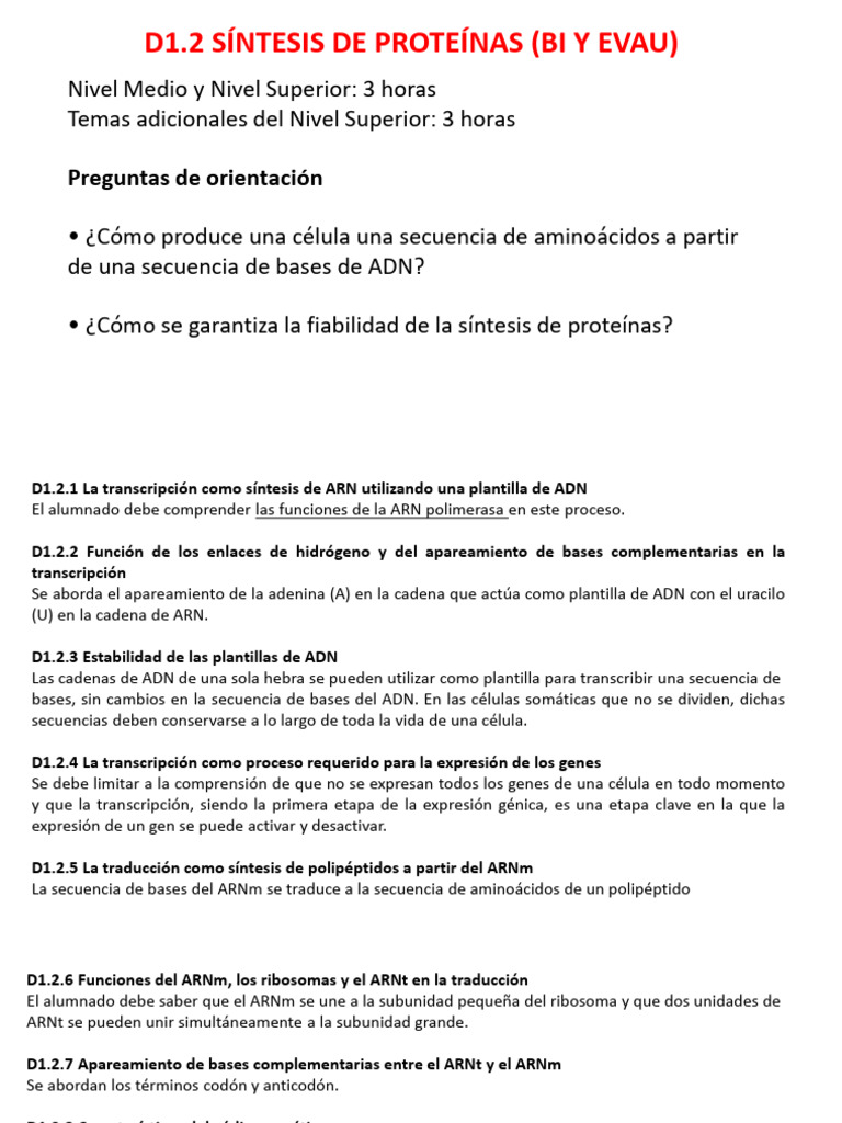 Síntesis de Proteínas: Transcripción y Traducción | PDF | Traducción ...