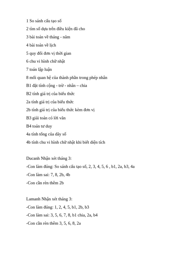 Ducanh Nhận xét tháng 2 | PDF