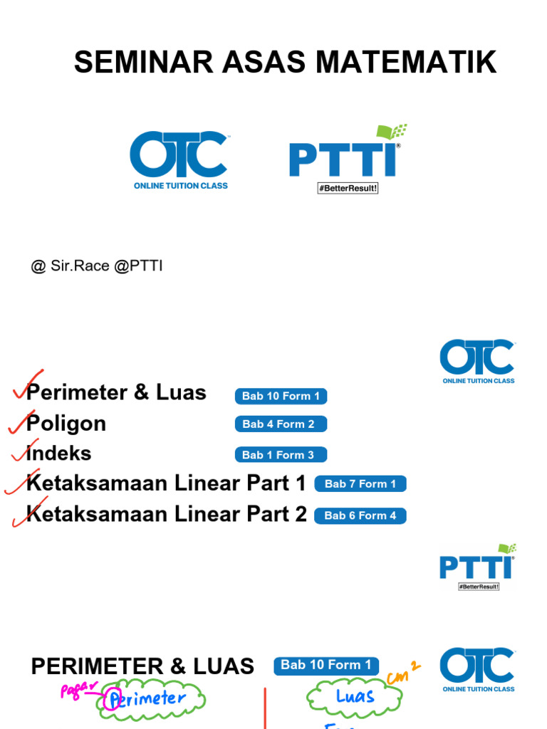 Seminar Asas Matematik Sir Race PTTI 28 Mac 2025 | PDF