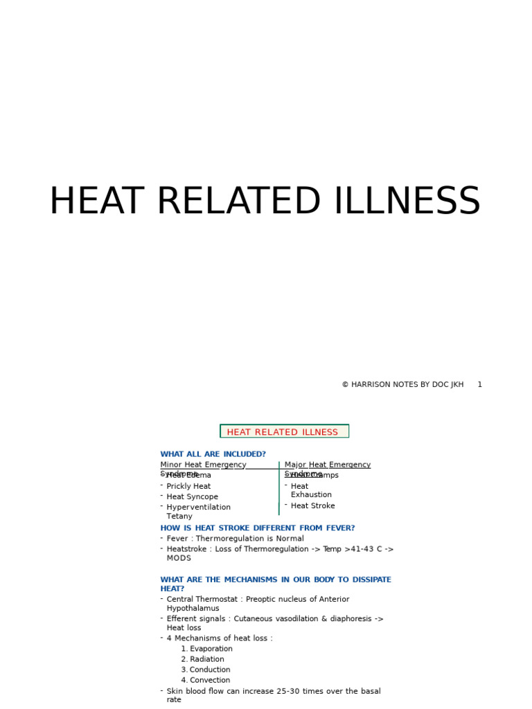 Heat Related Illness | PDF | Hyperthermia | Perspiration