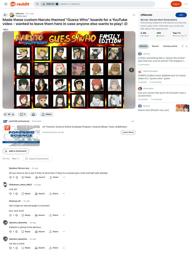 Custom Naruto Guess Who Boards | PDF