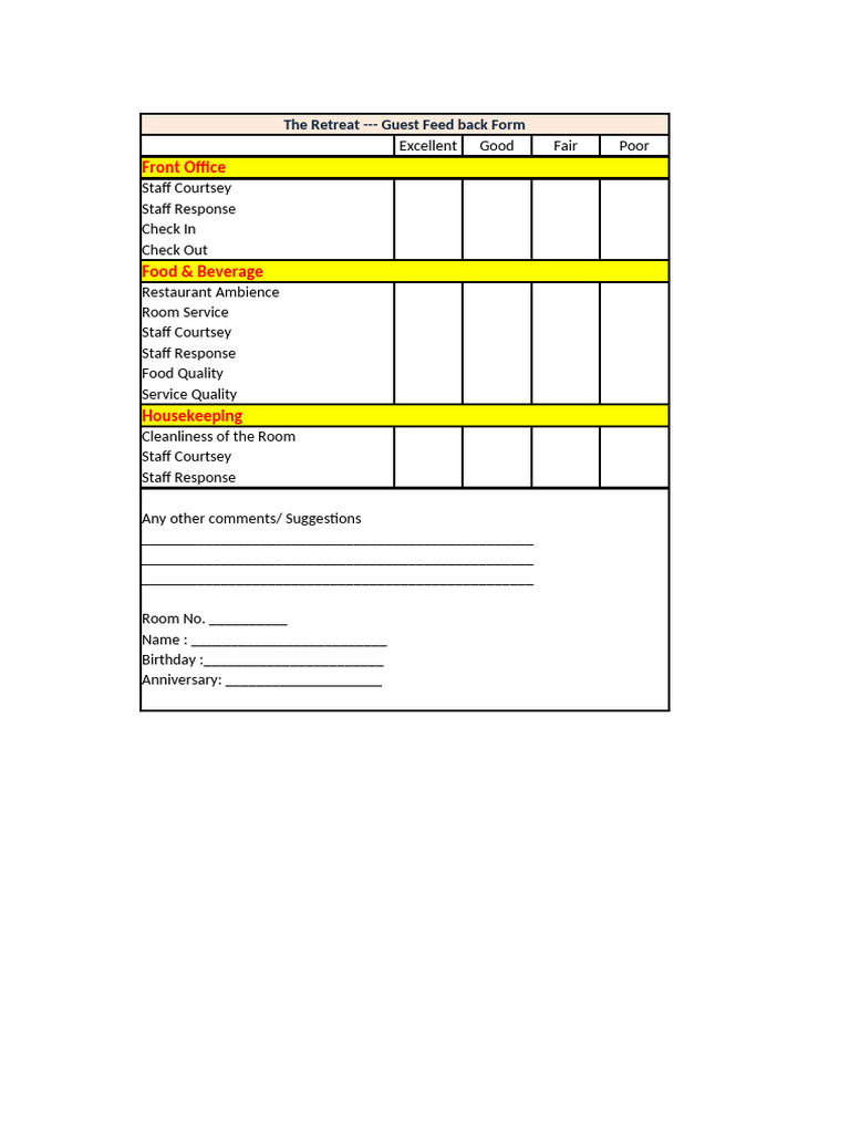 Guest Feedback Form Template | PDF