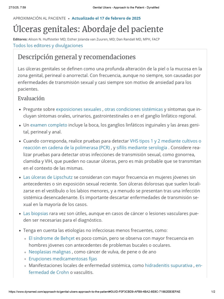 Genital Ulcers - Approach To The Patient - DynaMed | PDF | Infección ...