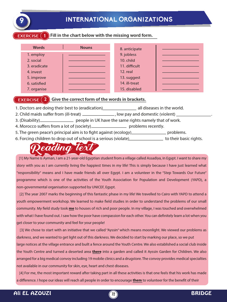 Exercise International Organizations 2bac | PDF | Egypt