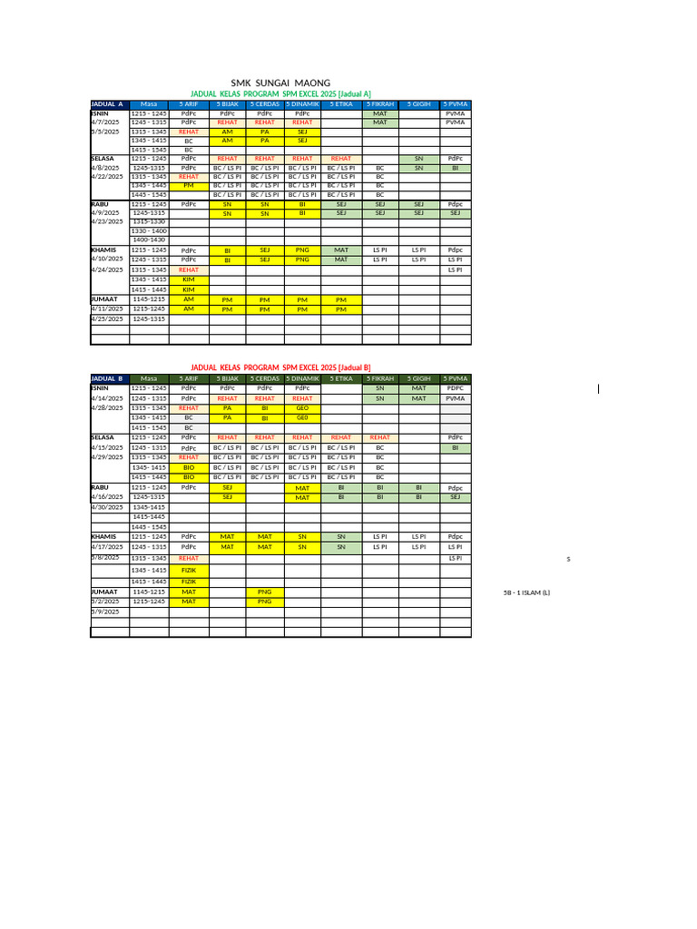 Program SPM Excel 2025 Fasa 2 Edit 4 | PDF
