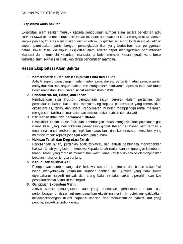 Eksploitasi Alam Sekitar | PDF