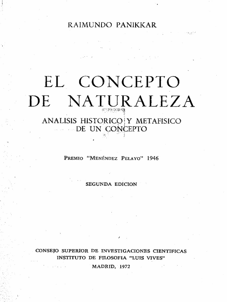 Raimundo Panikkar El Concepto de Natural | PDF | Educación en artes ...