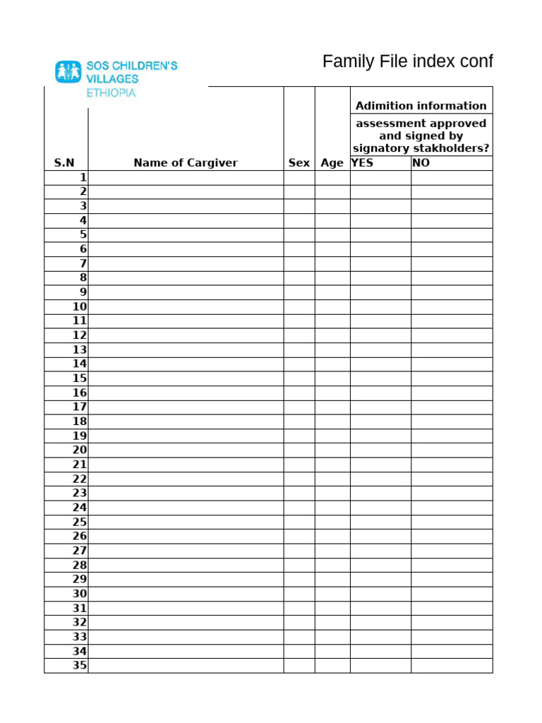DT-EEP Family File Indes Confirmation March 2025 | PDF | Social Work ...