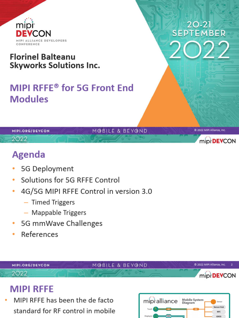 2022-MIPI-DevCon-RFFE-5G-Front-End-Modules | PDF | 4 G | Duplex (Telecommunications)