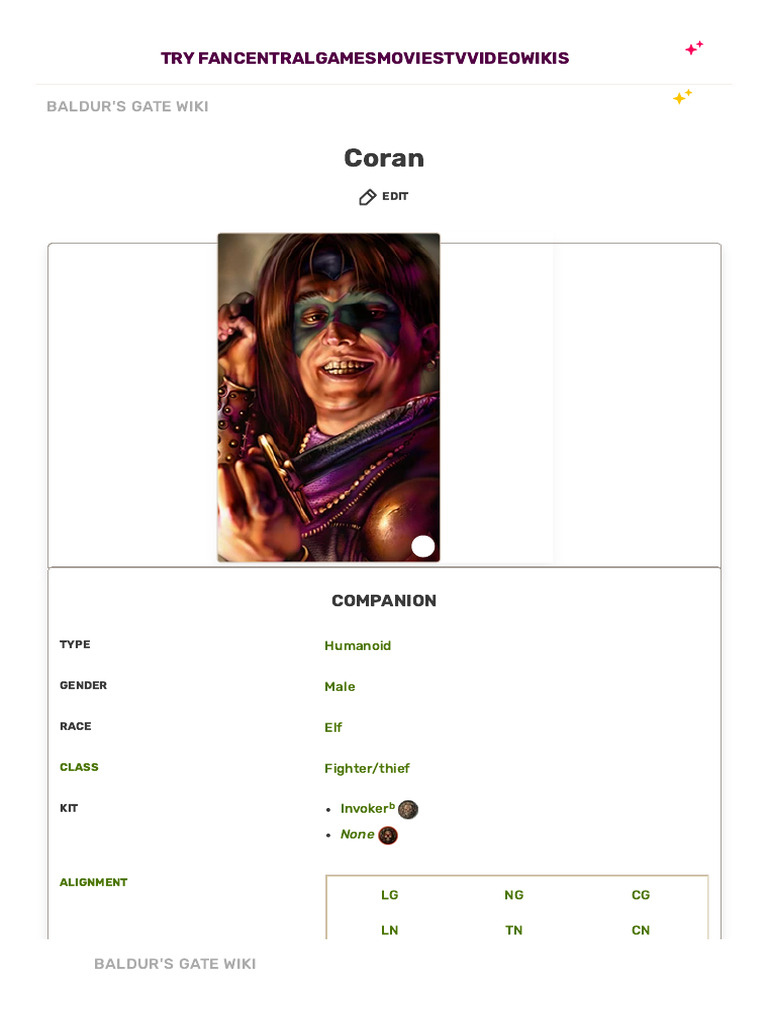 Coran _ Baldur's Gate Wiki _ Fandom | PDF | Role Playing Games