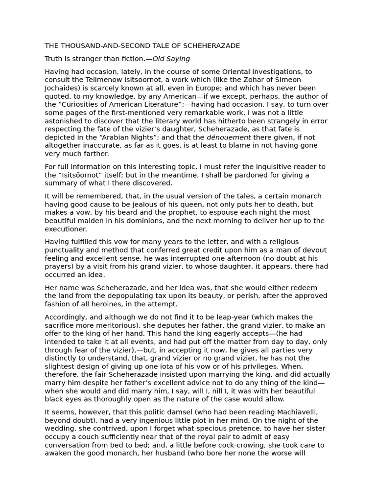 THE THOUSAND-AND-SECOND TALE OF SCHEHERAZADE | PDF | Sea