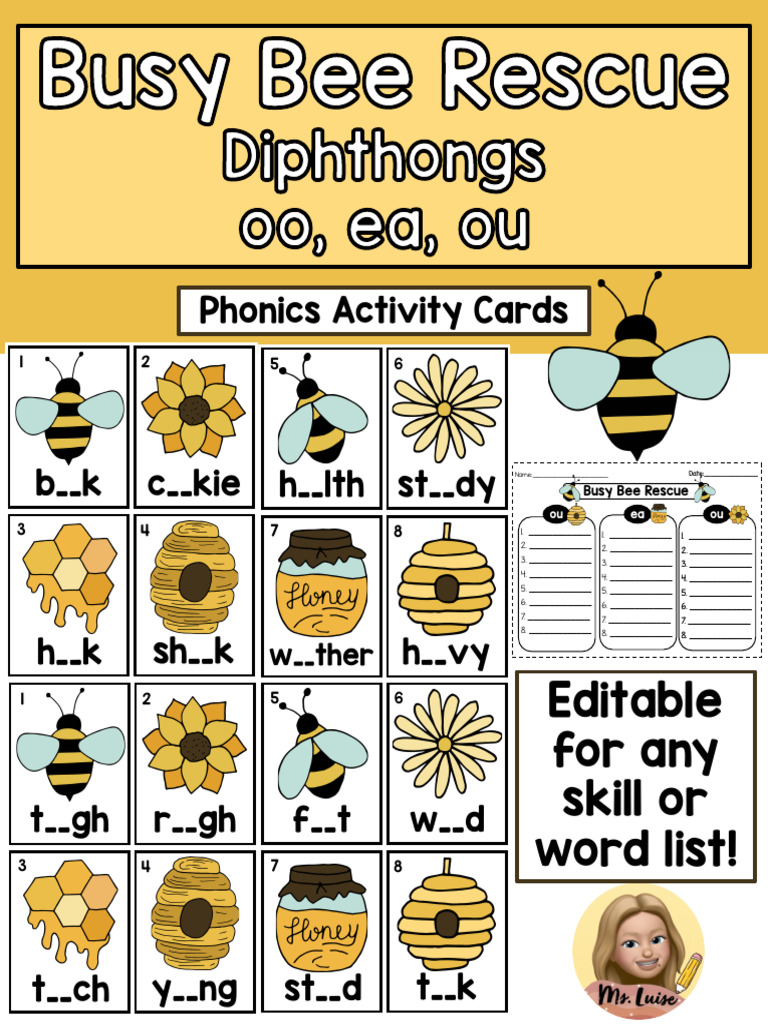 Diphthong Sorting Activity Cards | PDF
