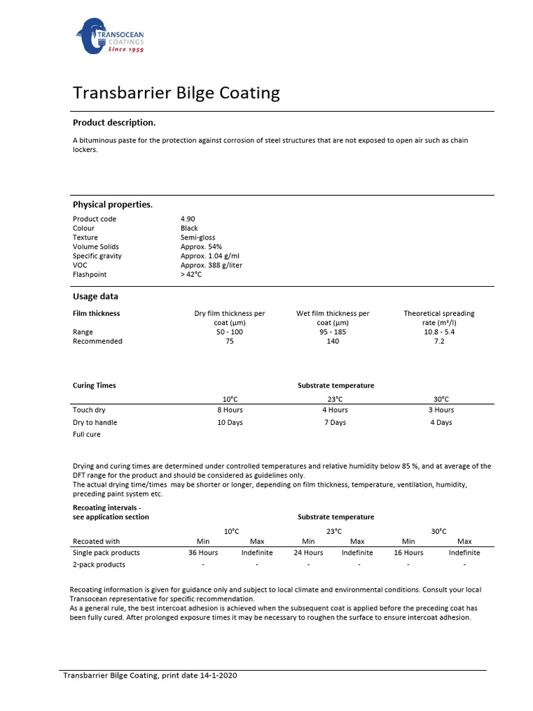 Transbarrier Bilge Coating Guide | PDF | Paint | Ventilation (Architecture)