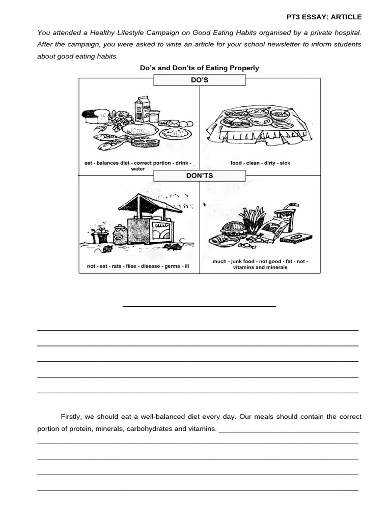 PMR ESSAY - Good Eating Habits-2015 | PDF | Foods | Junk Food