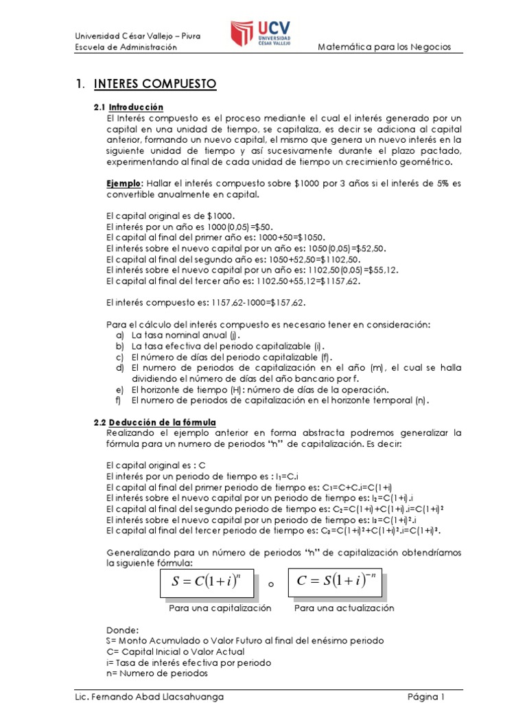 Interes Compuesto | PDF | Interés | Bancos