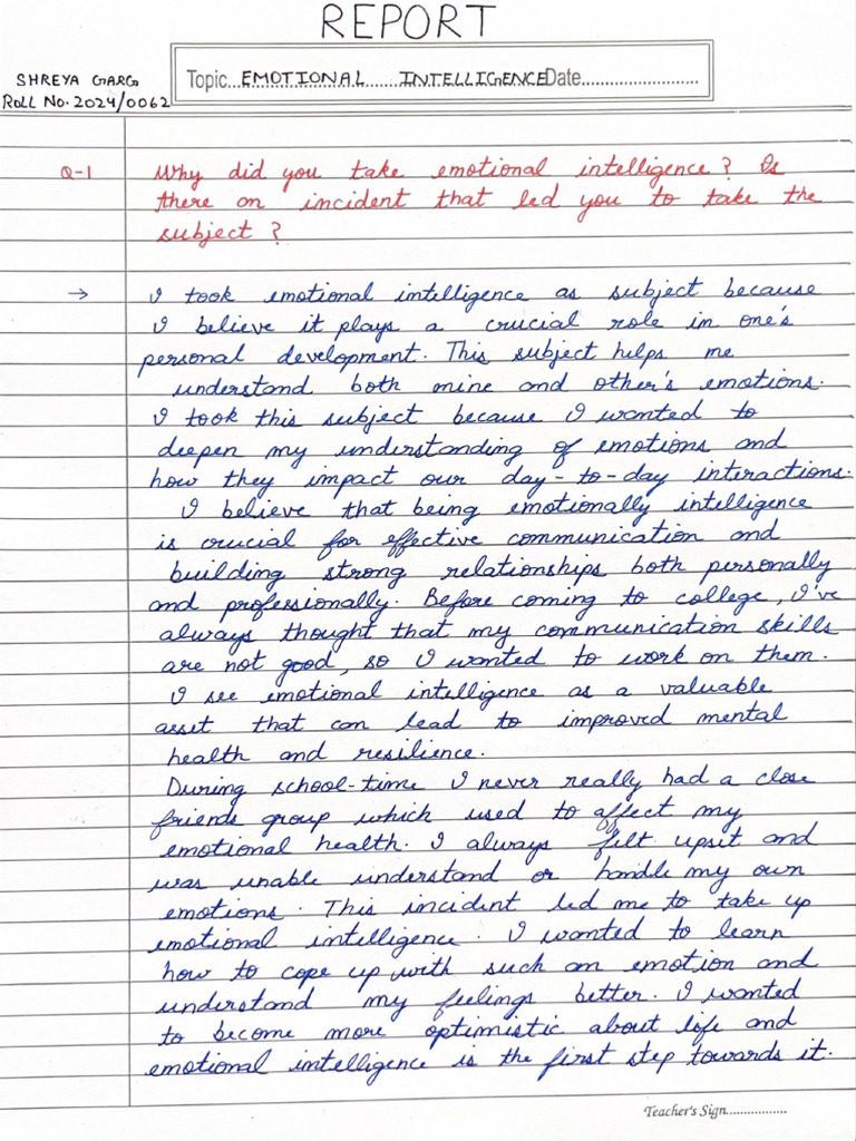 Emotional Intelligence Assignment | PDF