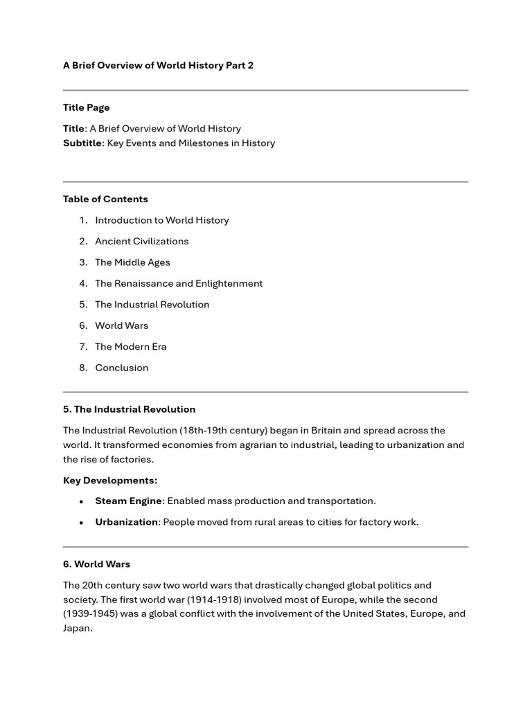 A Brief Overview of World History Part 2 | PDF