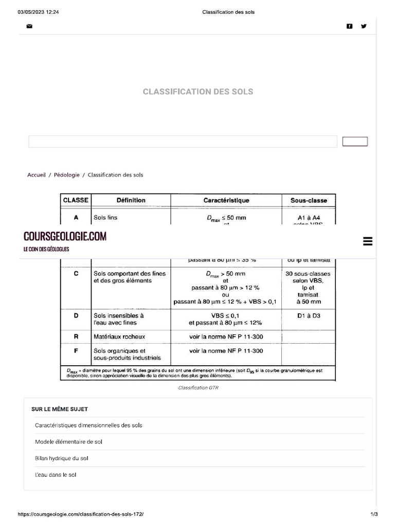 Classification Des Sols | PDF