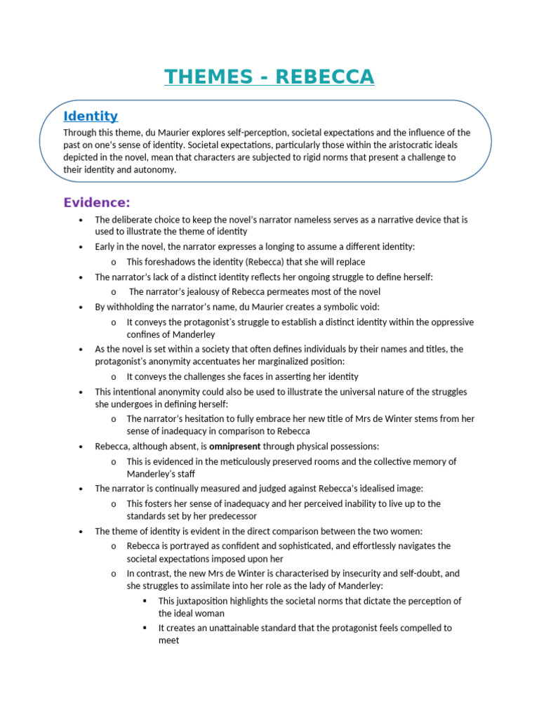 Rebecca by Daphne DU Maurier | PDF | Deception | Narration