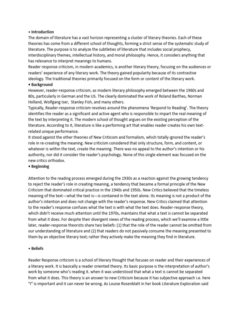Reader-Response Criticism Explained | PDF | Psychology | Cognition