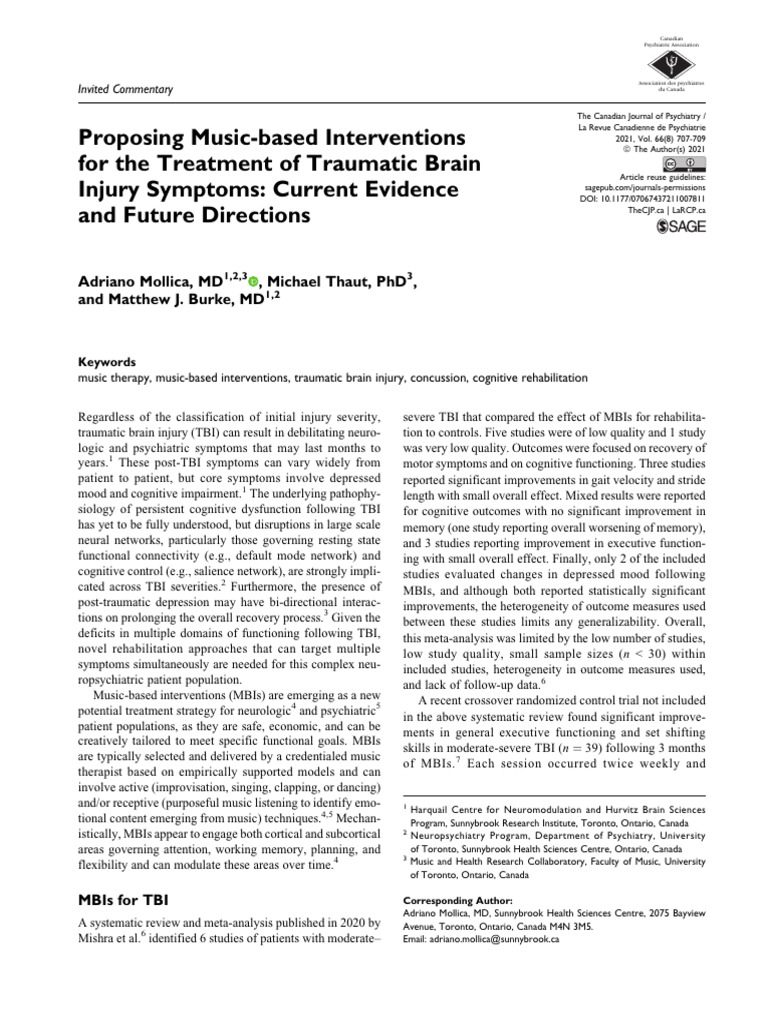 Proposing Music Based Interventions For The Treatment of Traumatic ...