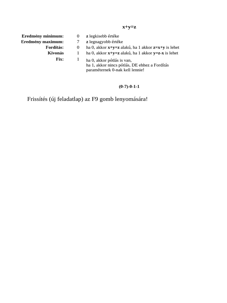 Frissítés (Új Feladatlap) Az F9 Gomb Lenyomására! | PDF