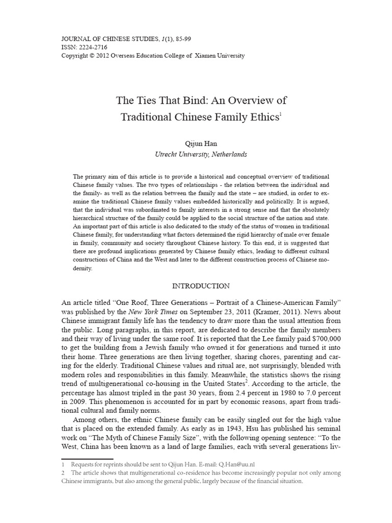 An Overview of Traditional Chinese Family Ethics | PDF | Yin And Yang ...