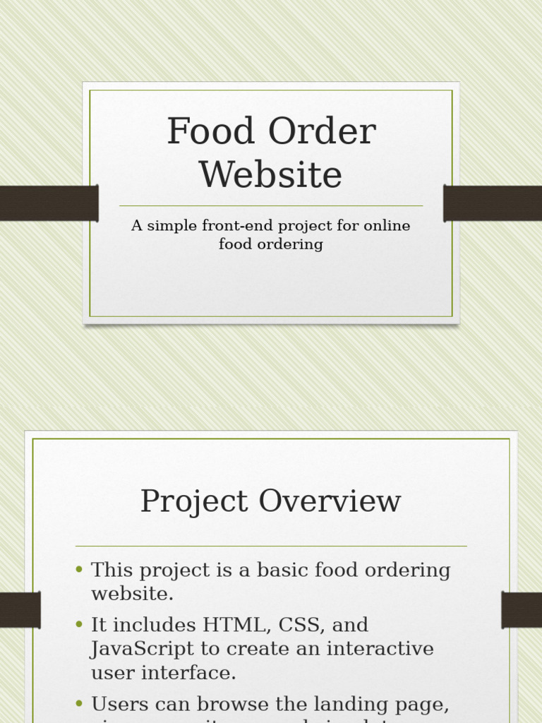 Simple Food Ordering Website Project | PDF