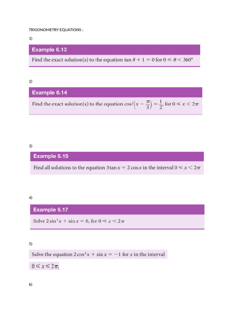 3 TRIGONOMETRY EQUATIONS | PDF