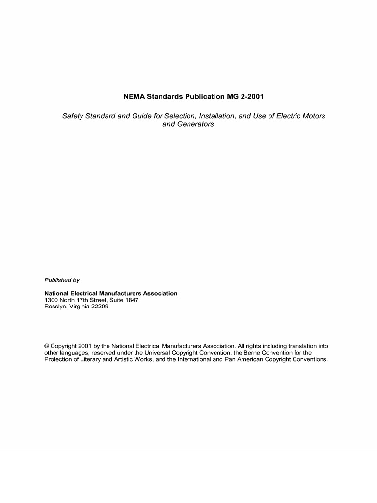 NEMA MG 2 Motors and Generators | PDF