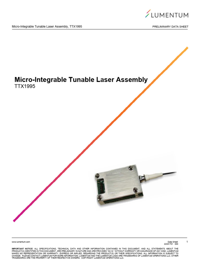 Micro-Integrable Tunable Laser Assembly C-Band Datasheet 20240301b1 ...