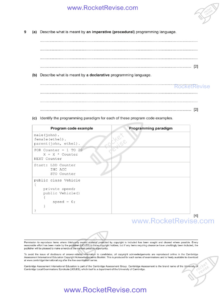 A level CH20 Further Programming A2 QP | PDF