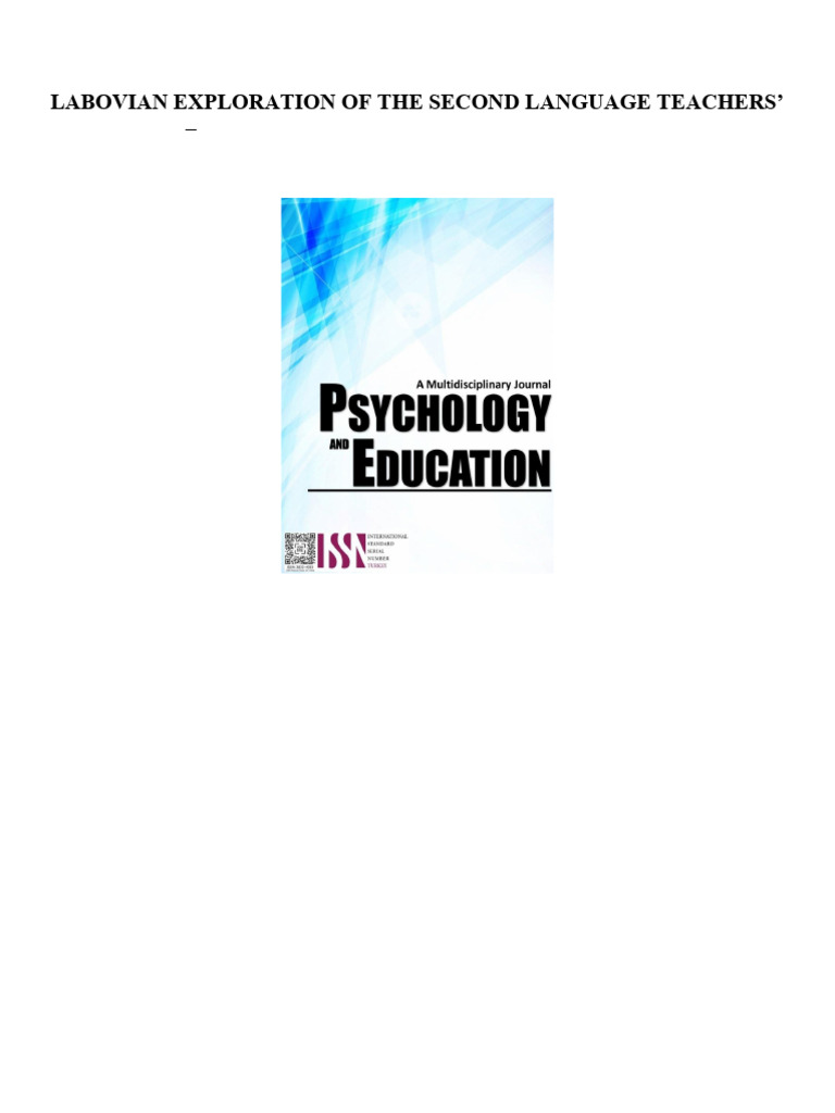 Labovian Exploration of The Second Language Teachers' Teaching-Learning ...
