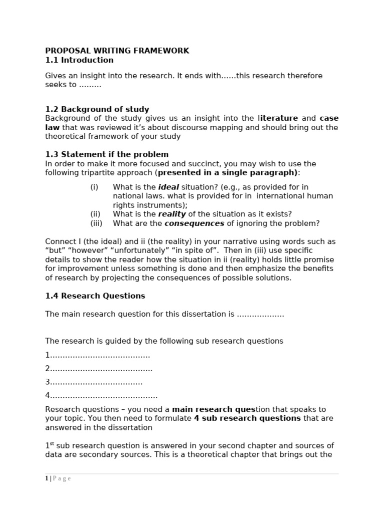 Proposal Writing Framework Guide | PDF | Methodology | Learning