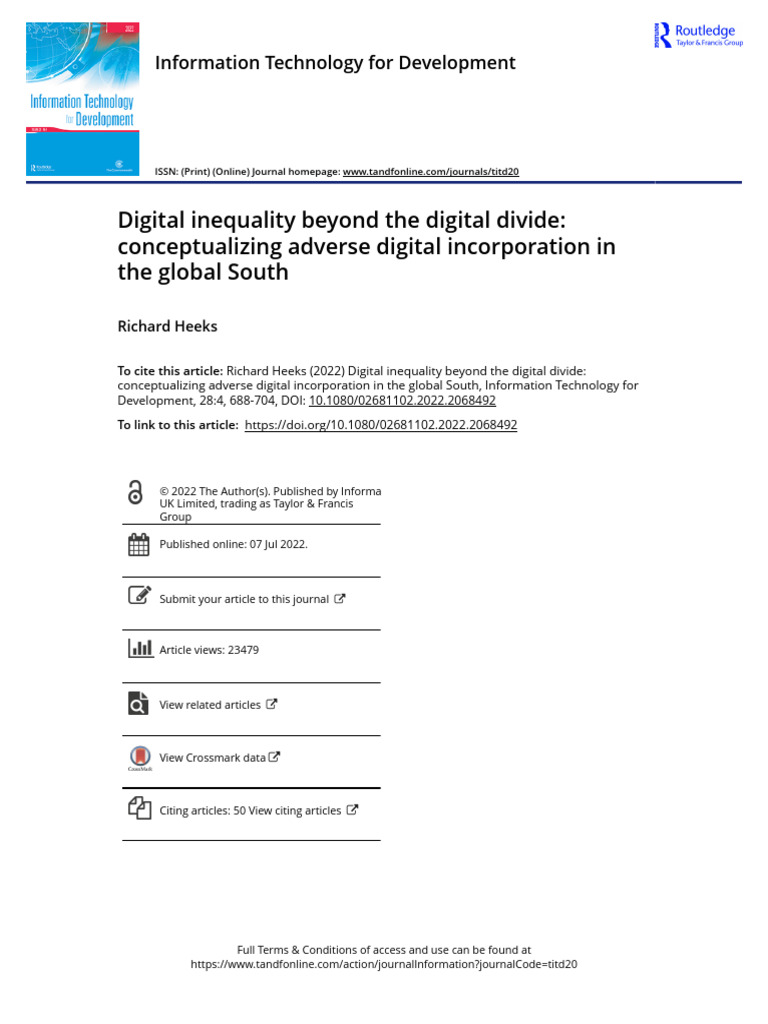 Digital Inequality Beyond The Digital Divide Conceptualizing Adverse ...