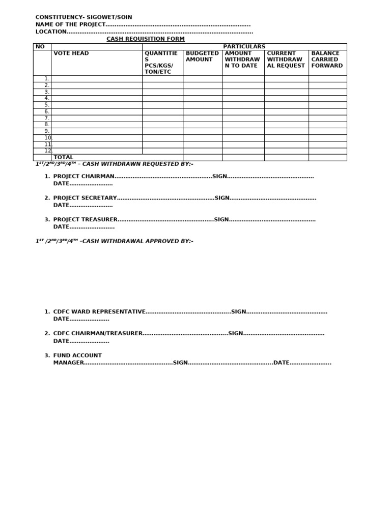 Cash Requisition | PDF