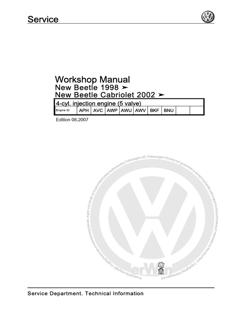 Service: New Beetle 1998 New Beetle Cabriolet 2002 | PDF | Propulsion ...
