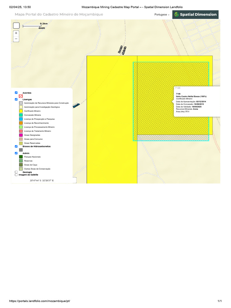 Mozambique Mining Cadastre Map Portal - Spatial Dimension Landfolio | PDF