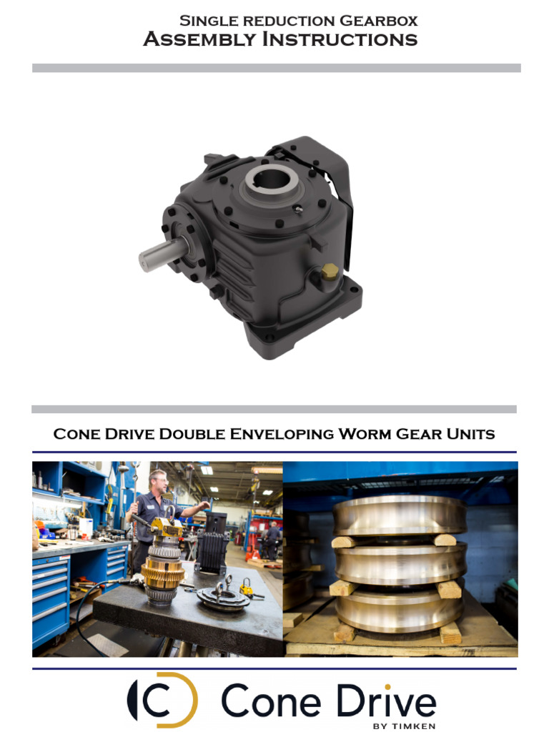 Cone Drive Worm Gearbox Assembly Guide | PDF | Gear | Bearing (Mechanical)