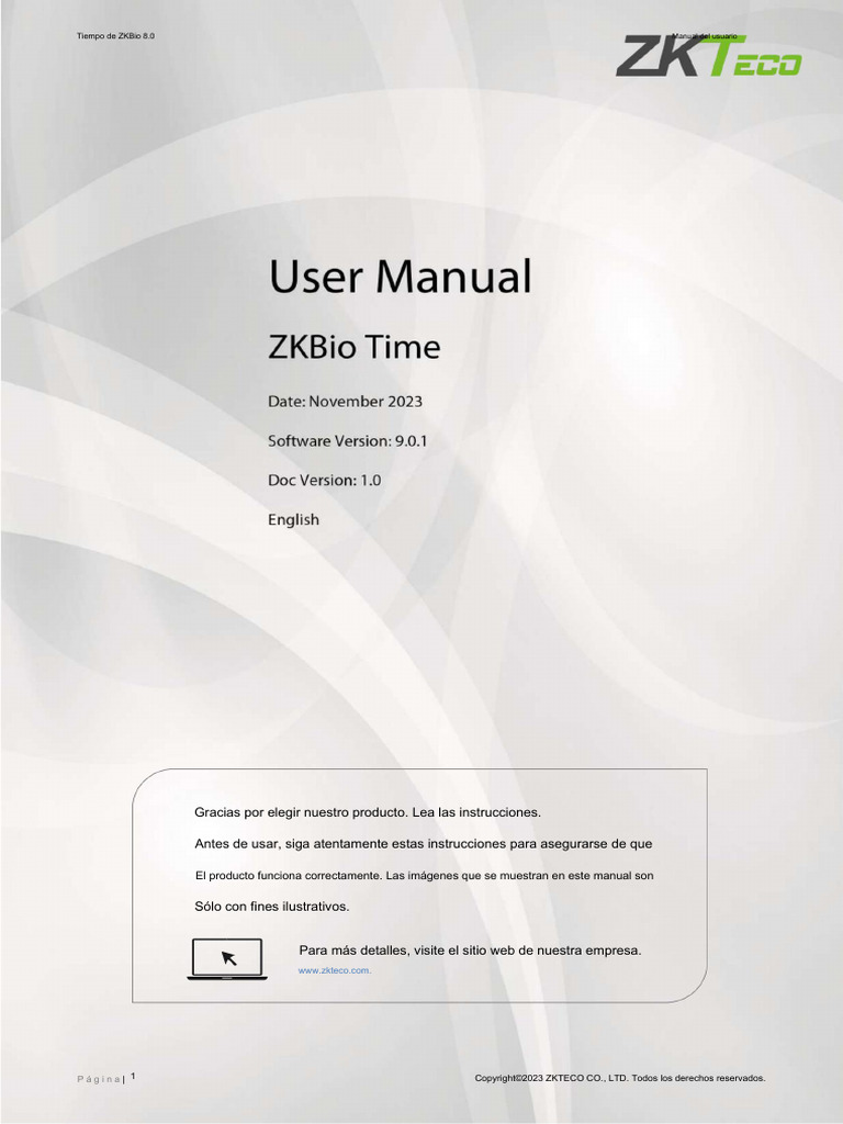 ZKBio Time User Manual 202312 Compressed-1-50 | PDF | Biometría | Archivo de computadora