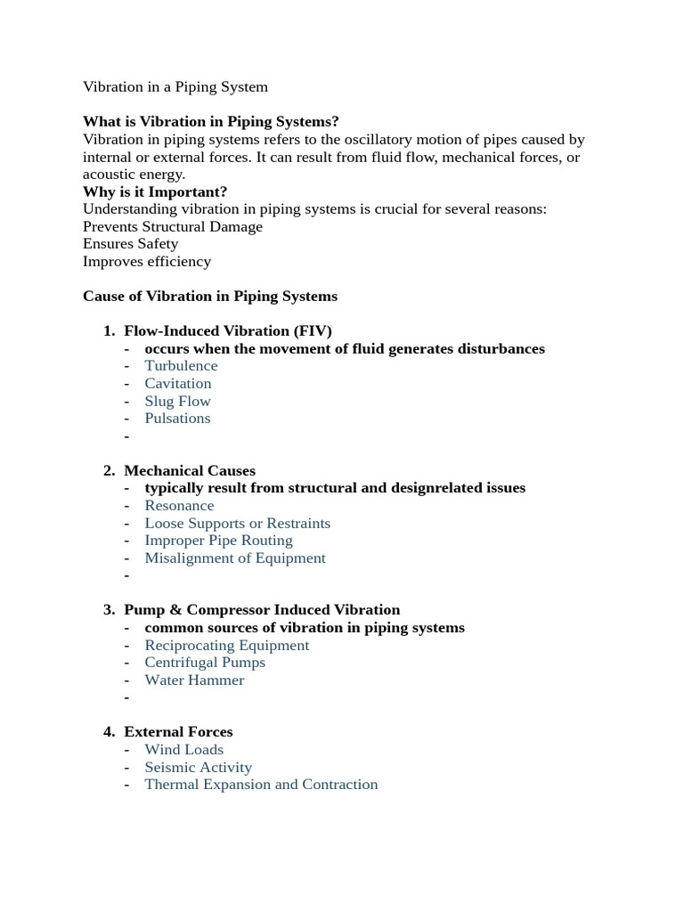 Vibration in A Piping System | PDF | Pump | Pipe (Fluid Conveyance)