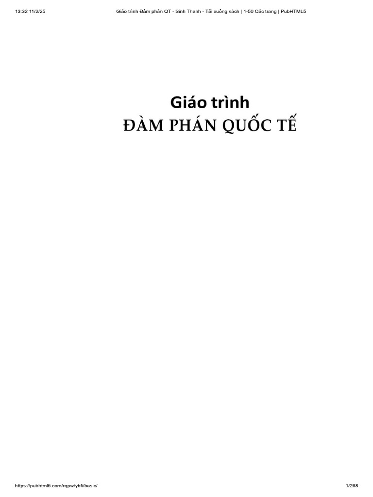 Giáo Trình Đàm Phán QT - Sinh Thanh - Tải Xuống Sách - 1-50 Các Trang - PubHTML5 | PDF