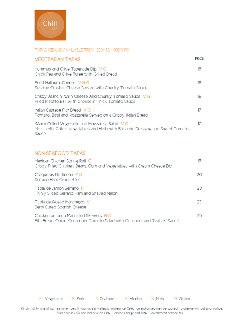 Velassaru Chill Bar Menu | PDF | Martini (Cocktail) | Drink