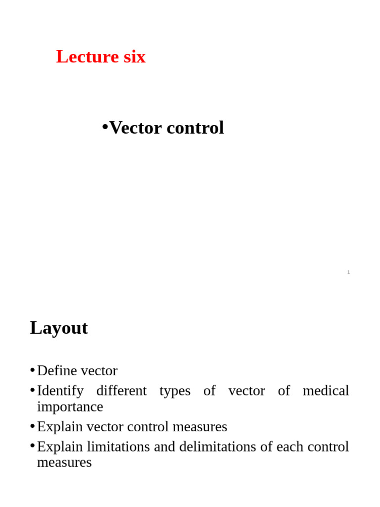 Lecture 6 - Main Vectors | PDF | Mosquito | Fly