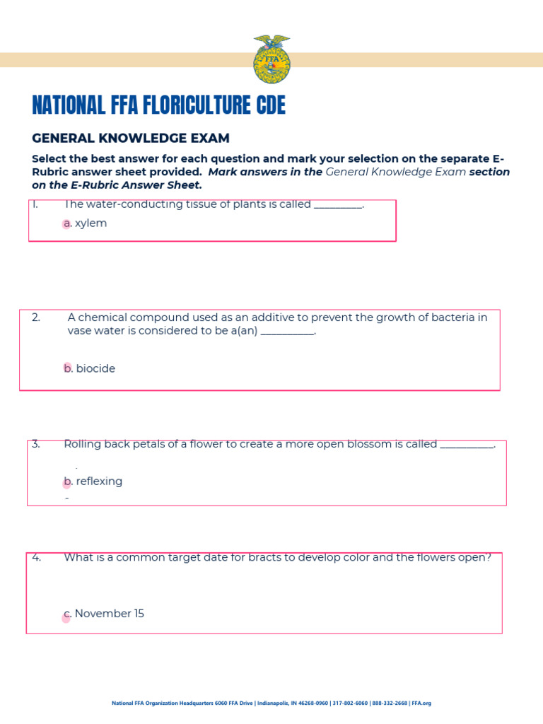 National FFA Floriculture Exam Guide | PDF | Root | Plants