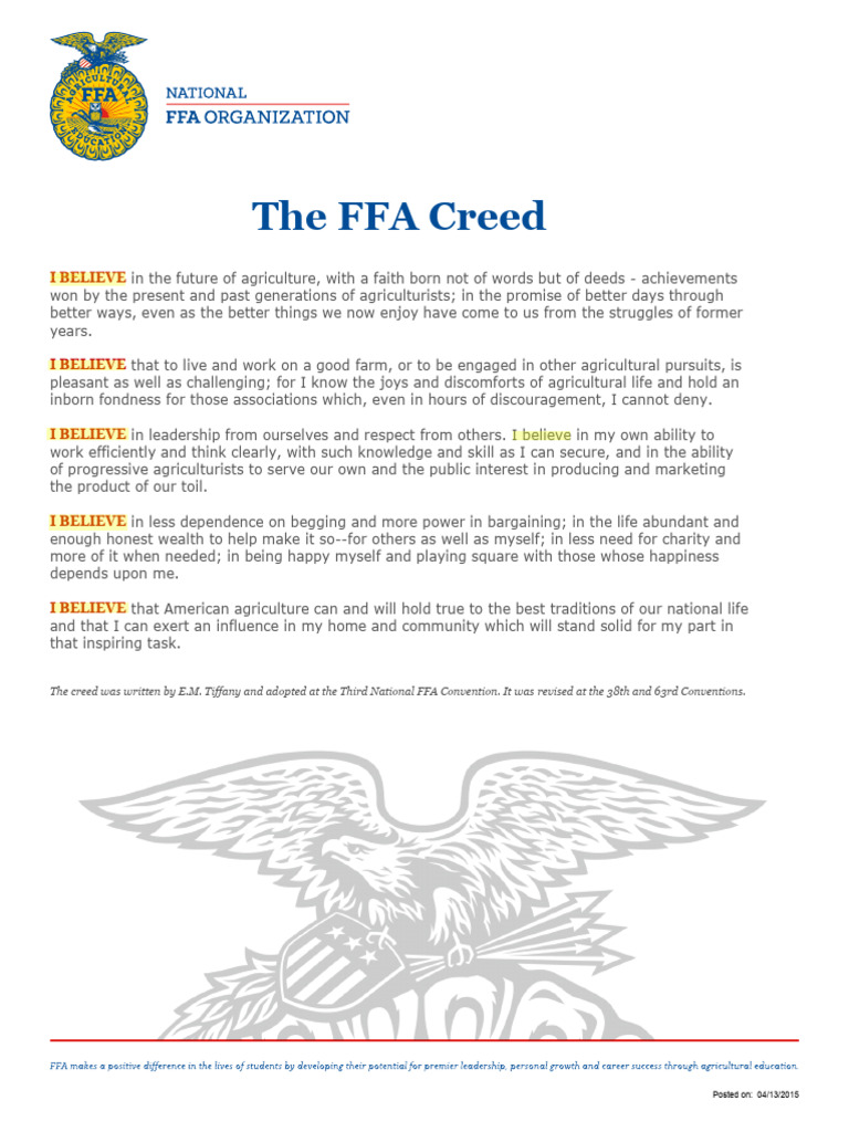 FFA Creed - English | PDF