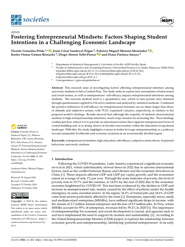 Fostering Entrepreneurial Mindsets Factors Shaping | PDF | Entrepreneurship | Attitude (Psychology)