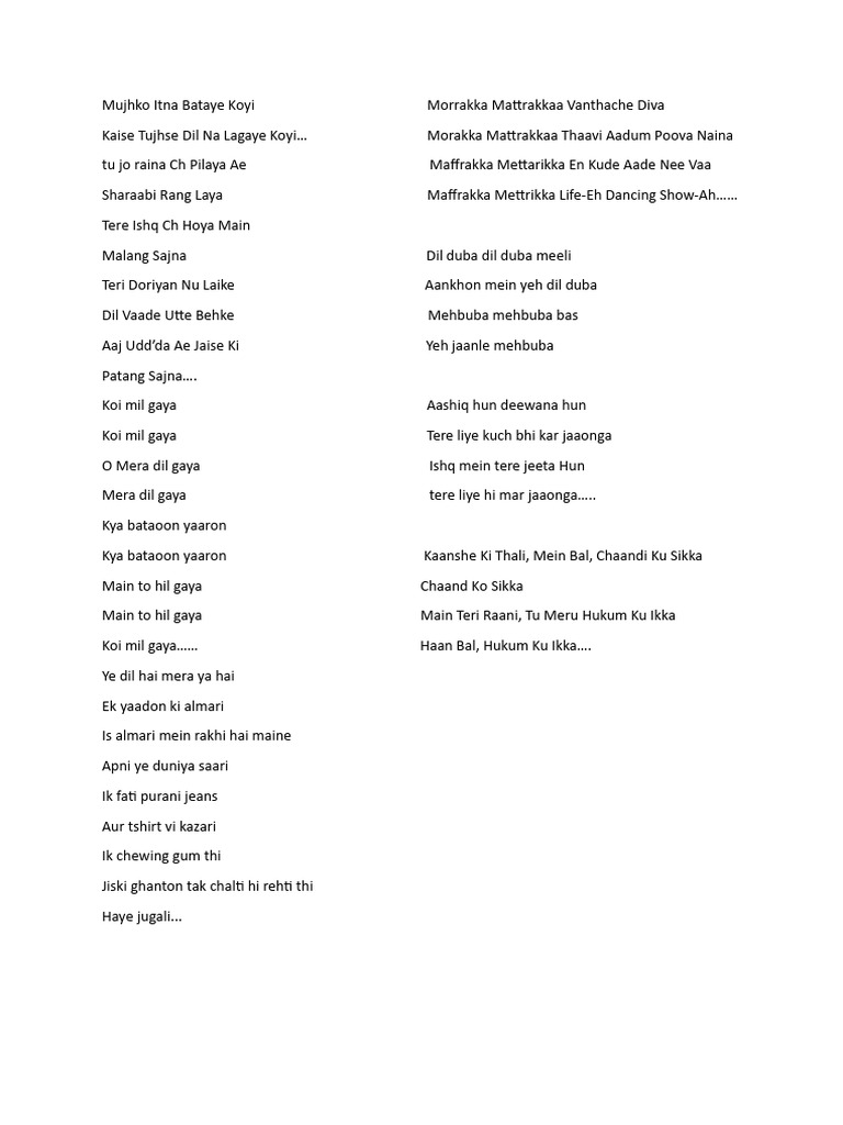 Lyrics Compilation of Popular Songs | PDF